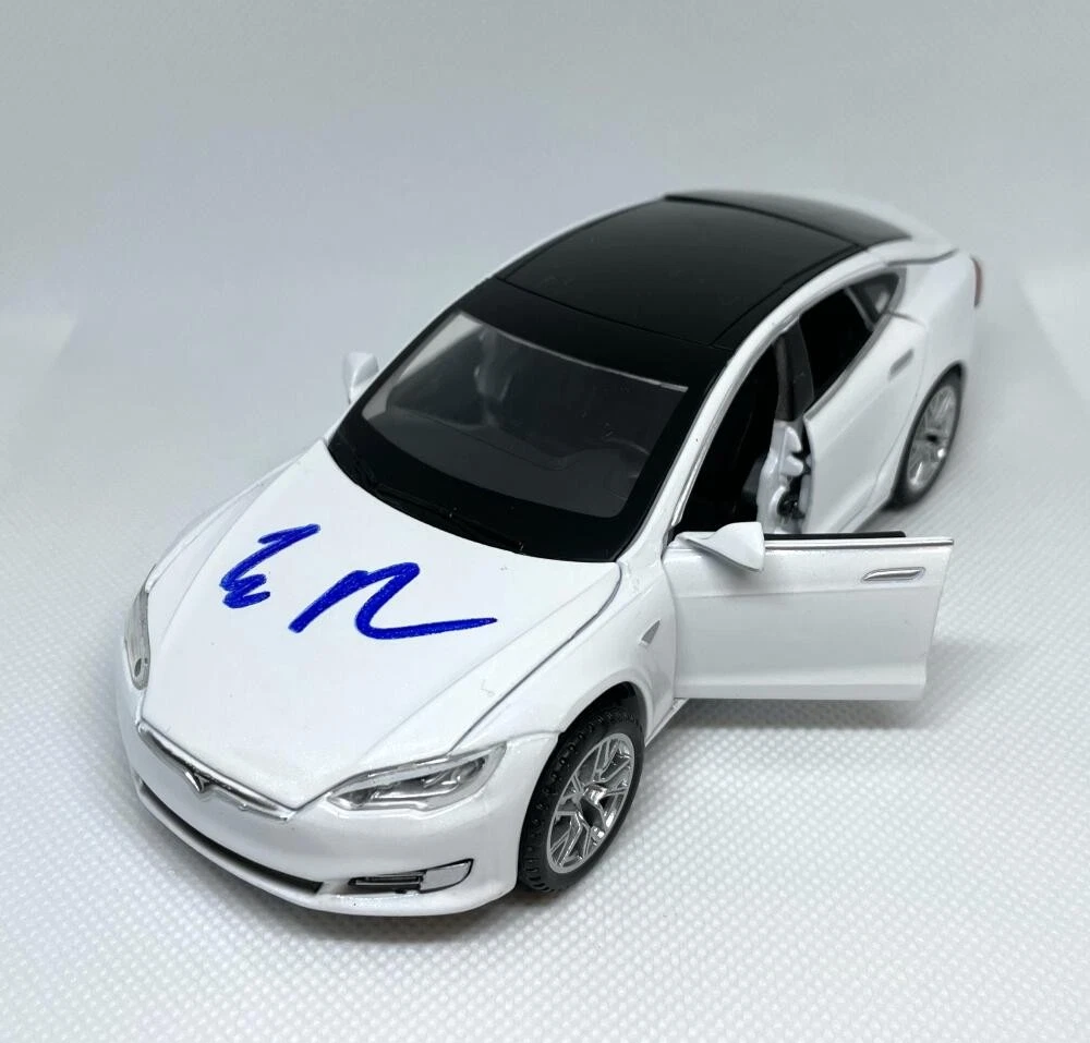 ELON MUSK SIGNED AUTOGRAPH 1:32 DIECAST TESLA MODEL S WHITE CAR - RARE ...