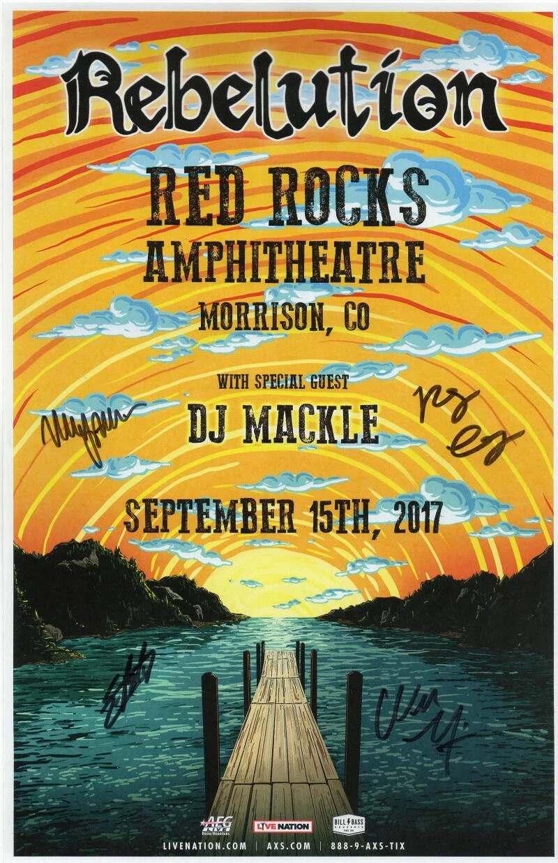 REBELUTION FULL BAND (X4) SIGNED AUTOGRAPH 11X17 TOUR POSTER - RED ...