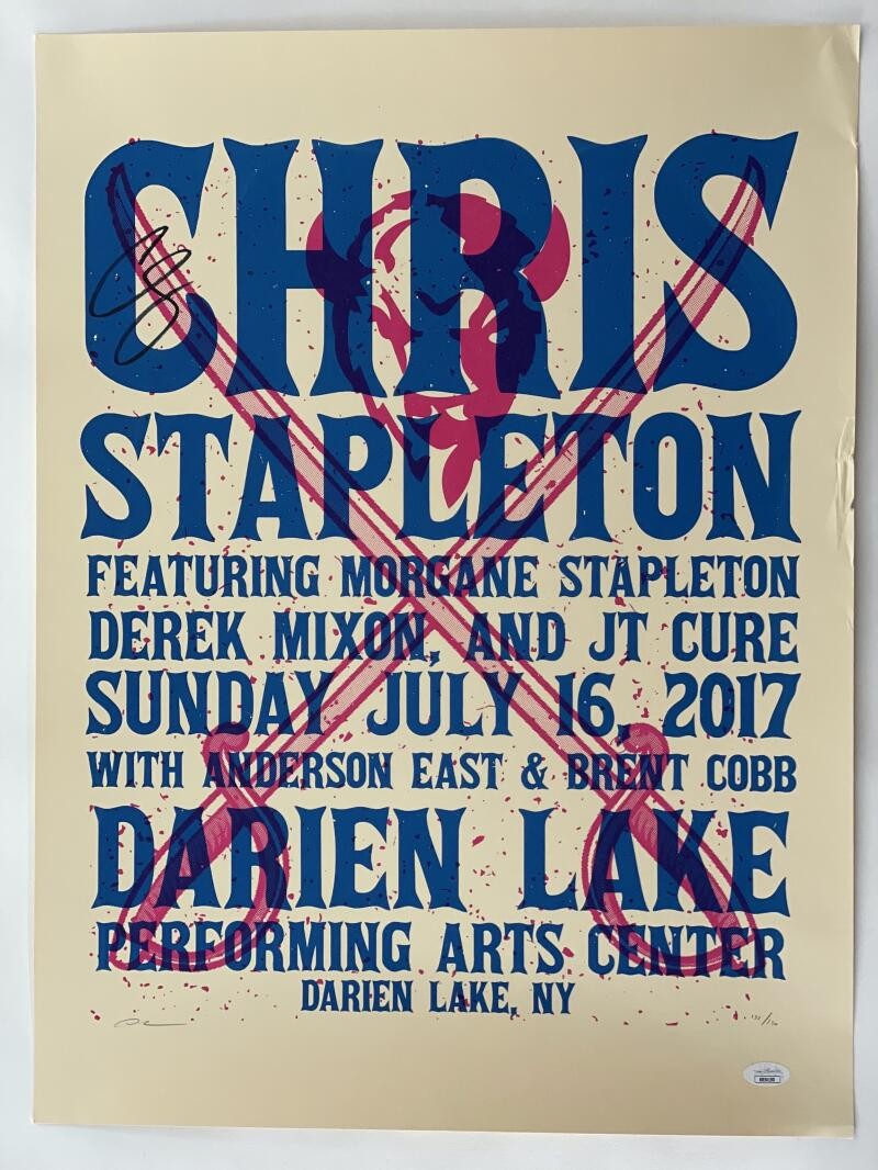 CHRIS STAPLETON SIGNED AUTOGRAPH 18X24 CONCERT TOUR POSTER 2017 W/ JSA ...