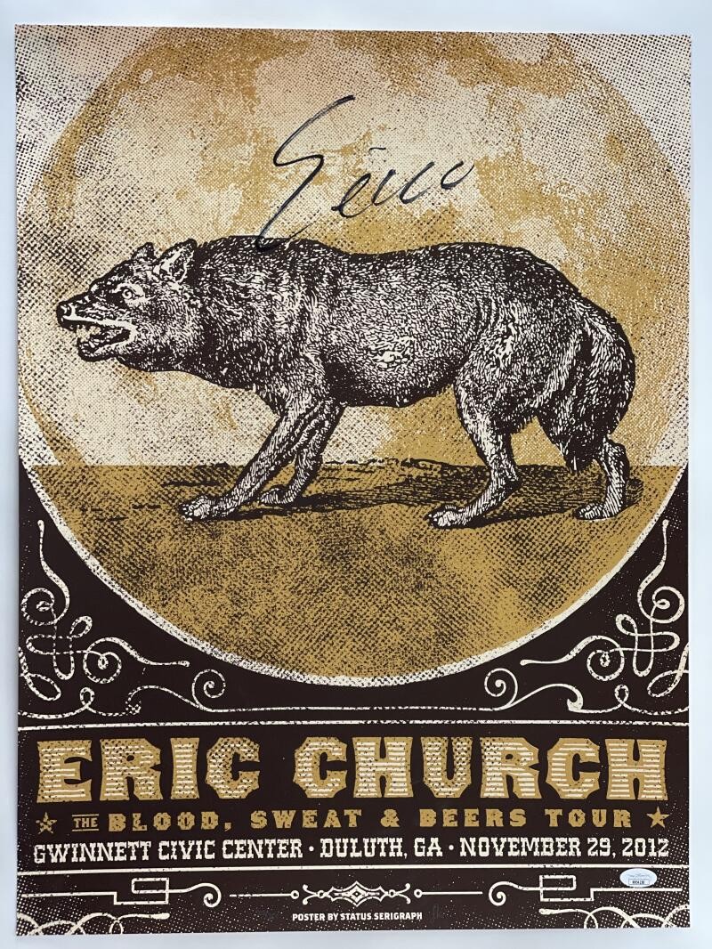 ERIC CHURCH SIGNED AUTOGRAPH 18X24 CONCERT TOUR POSTER - DULUTH GA 11 ...
