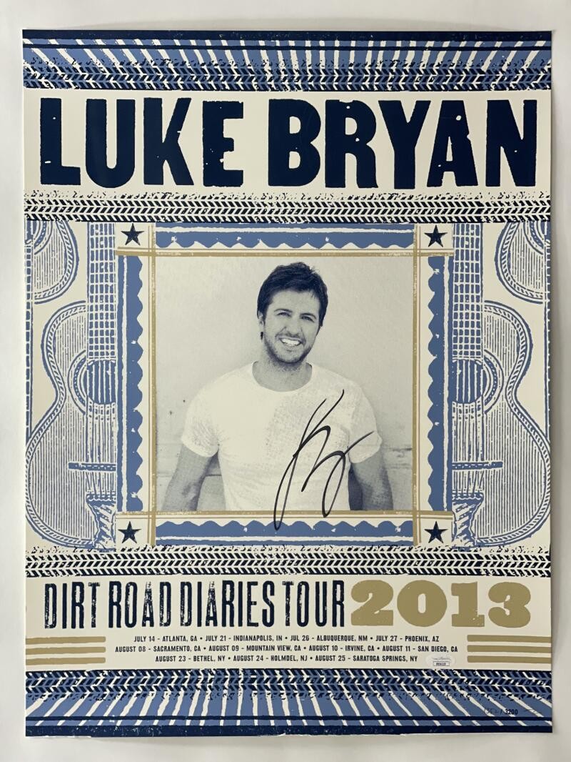 LUKE BRYAN SIGNED AUTOGRAPH 18X24 CONCERT TOUR POSTER - DIRT ROAD ...