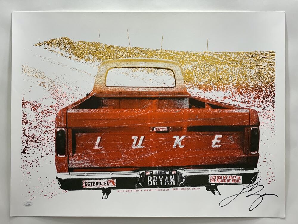 LUKE BRYAN SIGNED AUTOGRAPH 18X24 CONCERT TOUR POSTER - ESTERO FL 1/25 ...