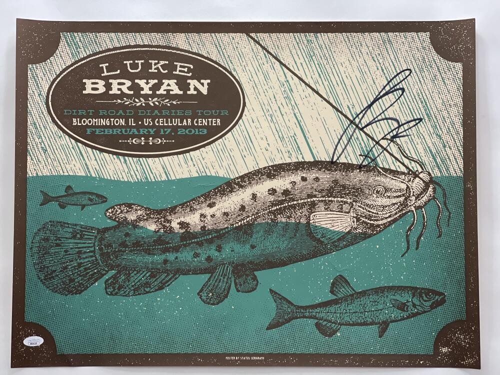 LUKE BRYAN SIGNED AUTOGRAPH 18X24 CONCERT TOUR POSTER - BLOOMINGTON 2 ...