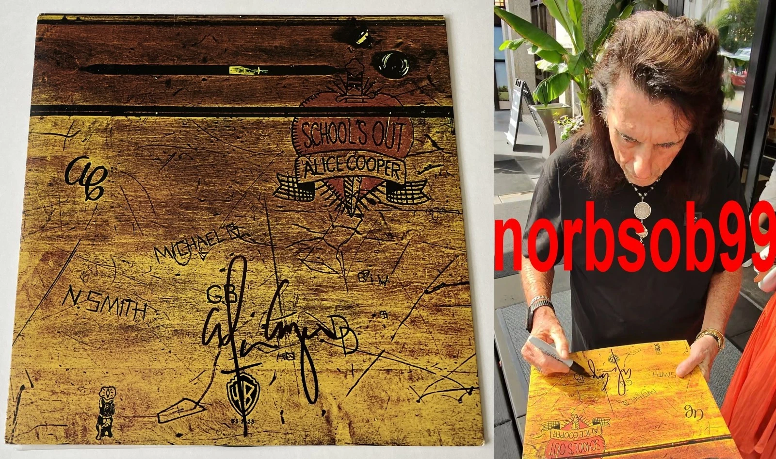 ALICE COOPER SIGNED AUTOGRAPH SCHOOL'S OUT VINYL LP w/EXACT PROOF ...