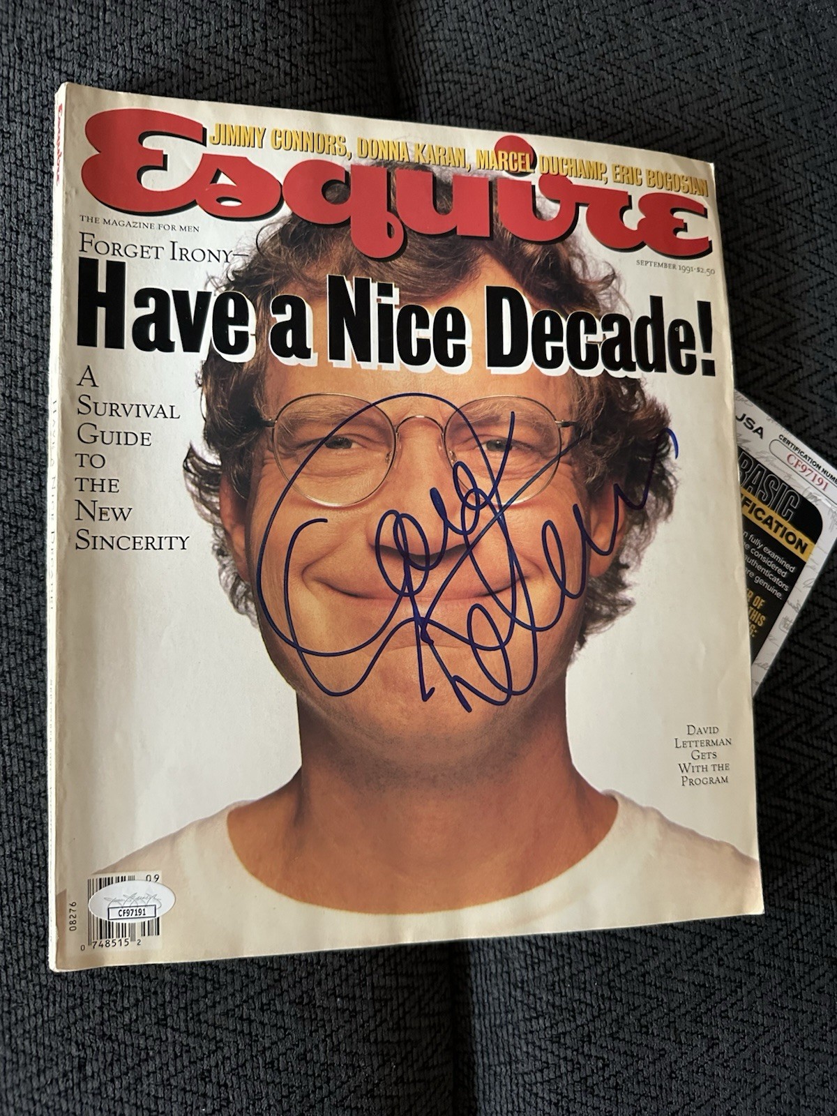 David Letterman signed Esquire Magazine JSA Authentication COA ...