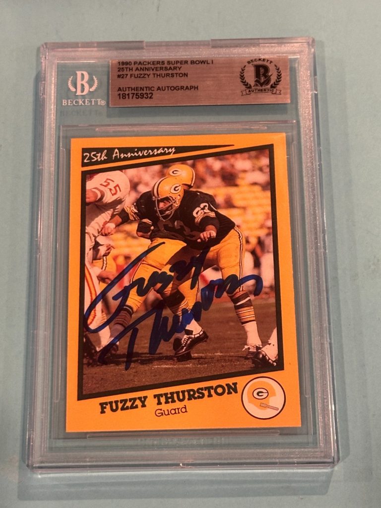 FUZZY THURSTON Signed 1990 PACKERS SUPER BOWL I 25th Ann. Card #27 ...
