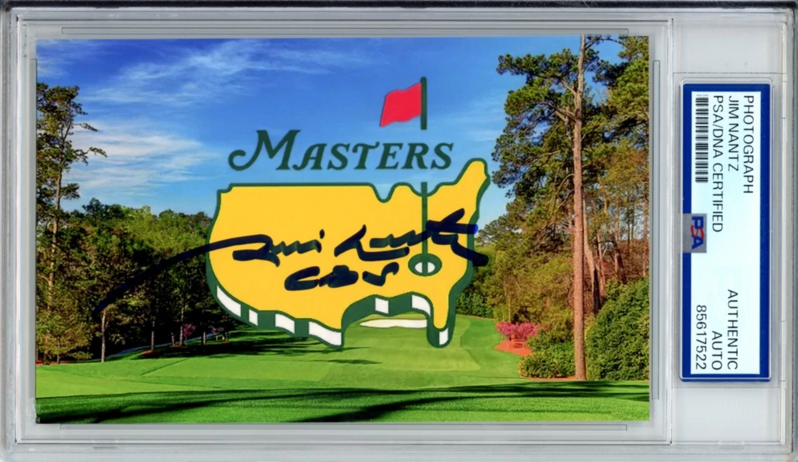 JIM NANTZ SIGNED MASTERS GOLF FLAG PICTURE PSA DNA COA AUTOGRAPH "CBS ...