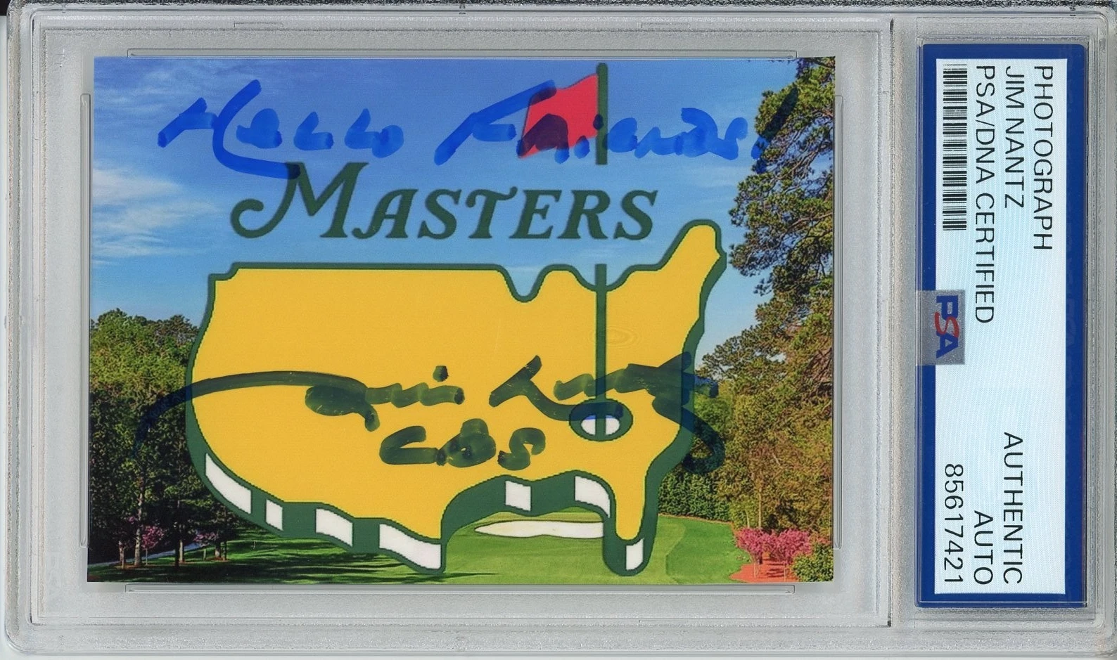 JIM NANTZ SIGNED MASTERS LOGO PICTURE PSA DNA COA AUTOGRAPH HELLO ...