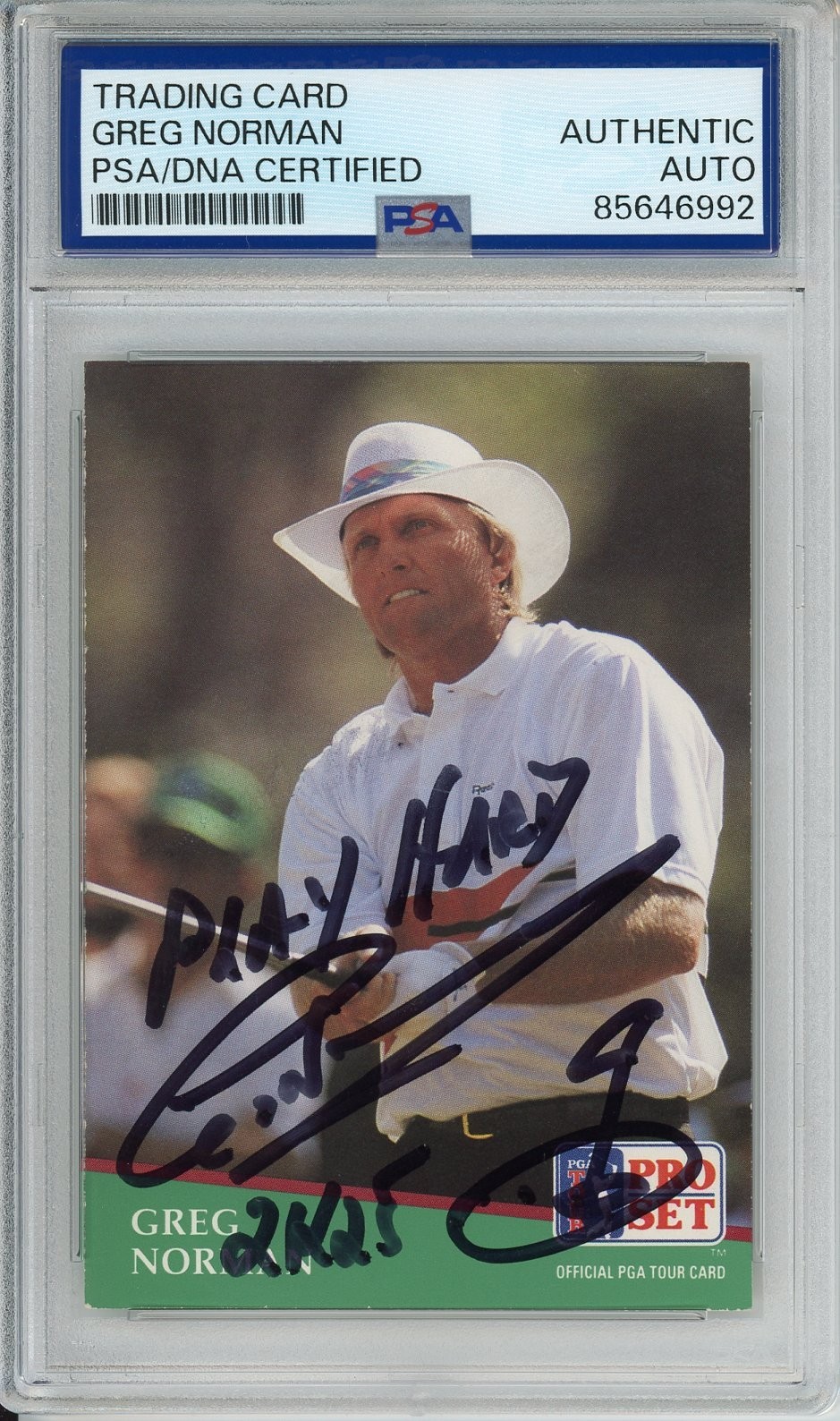 1991 PRO SET PGA TOUR GOLF GREG NORMAN SIGNED PSA DNA COA CERTIFIED ...