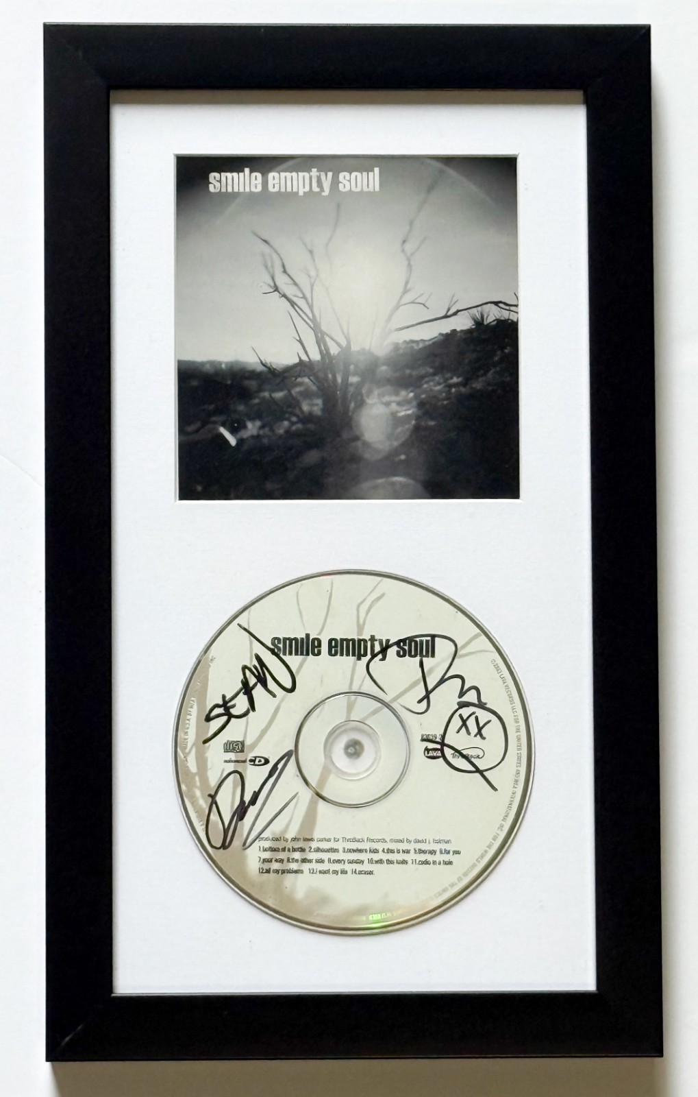 Smile Empty Soul band REAL hand SIGNED debut self titled CD framed ...