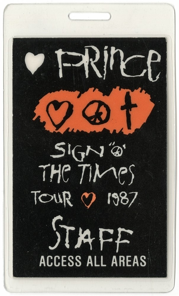 Prince 1987 Sign of the Times Concert Tour Vintage Laminated Backstage ...