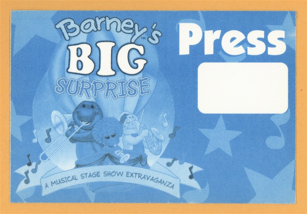 Barney's BIG Surprise 1997 Concert Tour PRESS Backstage Pass | Autographia
