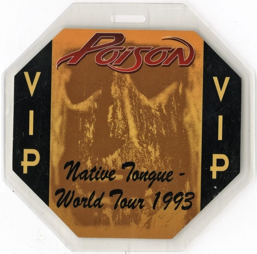 Poison 1993 Native Tongue Tour Concert VIP Laminated Backstage Pass ...