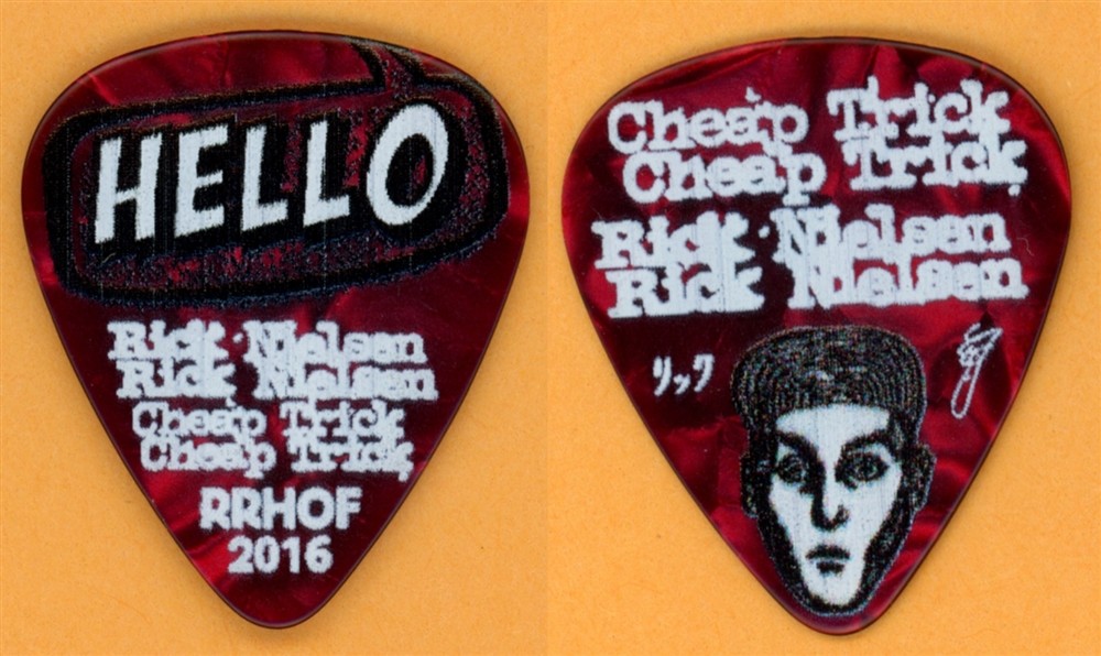 Cheap Trick Rick Nielsen PEARL RED HELLO Guitar Pick - 2016 Rock & Roll ...