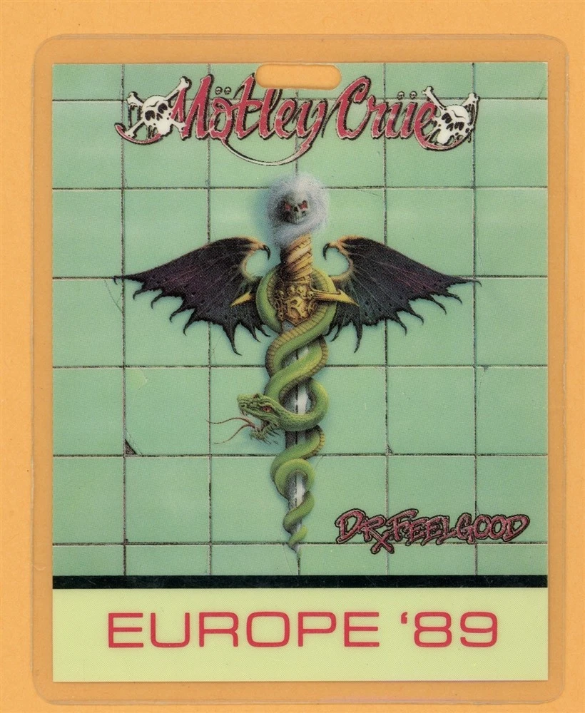 Motley Crue 1989 Dr. Feelgood Europe Tour Laminated Backstage Pass ...