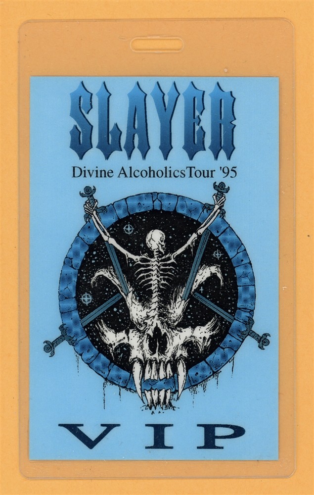 Slayer 1995 Divine Alcoholics Tour VIP Laminated Backstage Pass ...