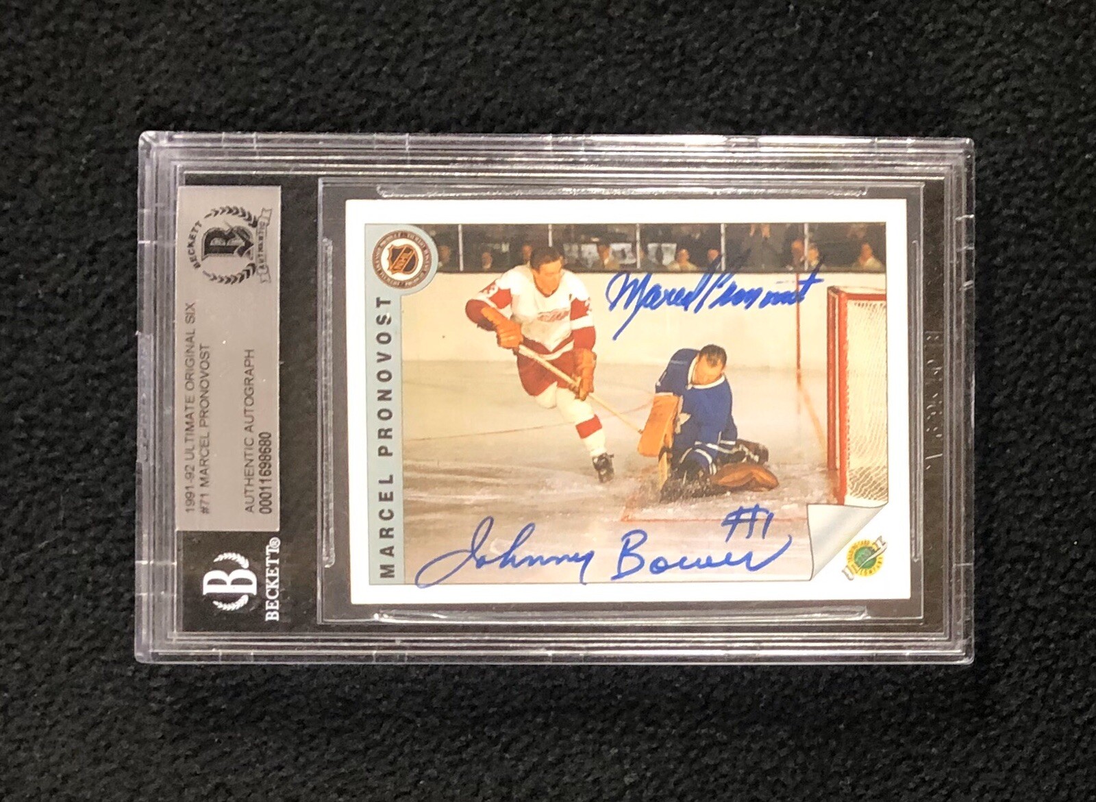 Marcel Pronovost & Johnny Bower Signed 1991/92 Ultimate Card Beckett ...