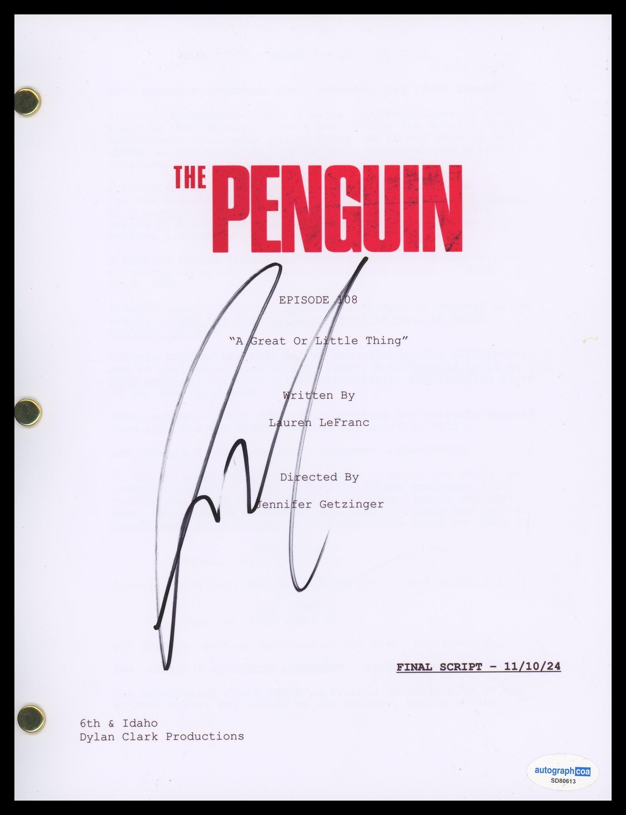 Colin Farrell "The Penguin" AUTOGRAPH Signed 'Oswald Cobb' Episode ...