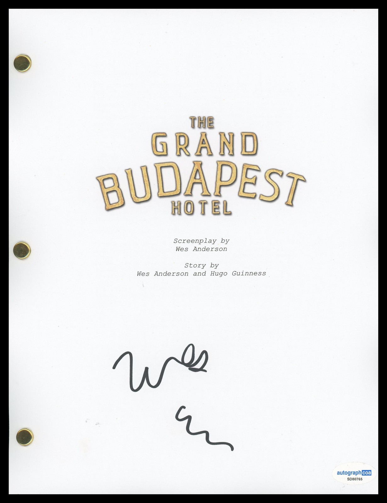 Wes Anderson "The Grand Budapest Hotel" AUTOGRAPH Signed Script ...