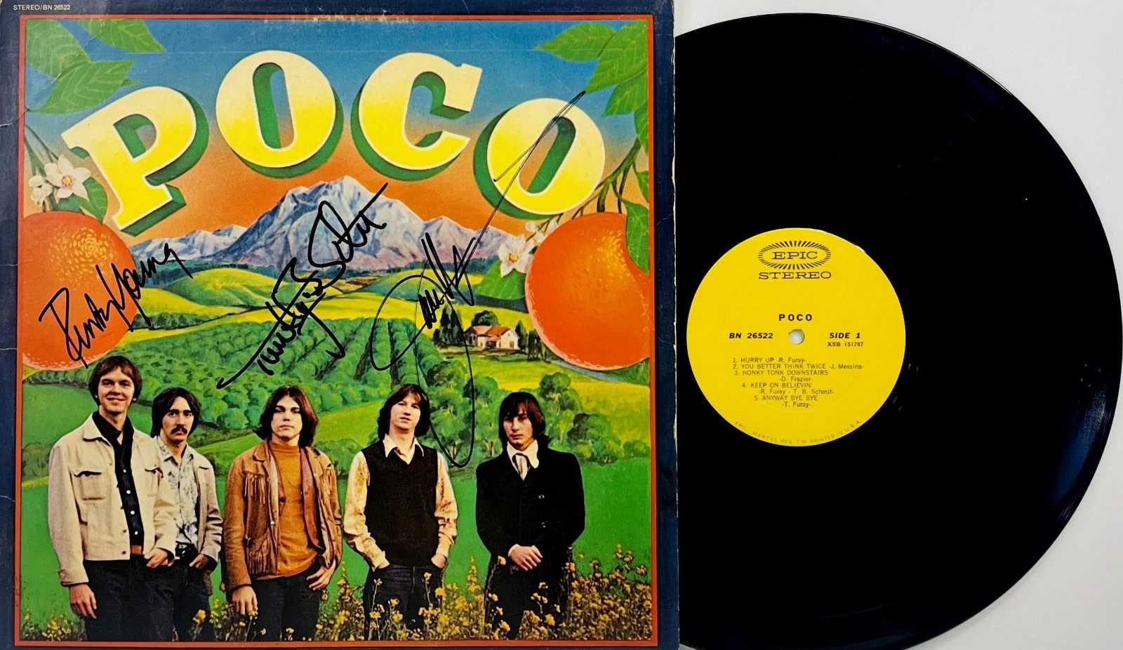 POCO Timothy B Schmit Rusty Young Jim Messina Signed Autograph LP Cover ...