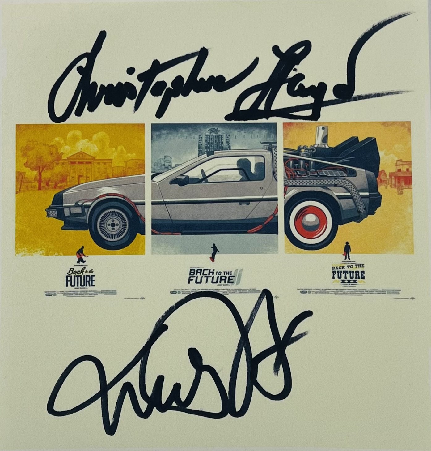 MICHAEL J FOX CHRISTOPHER LLOYD Signed 5.75"x5.75" Print JSA Back To ...