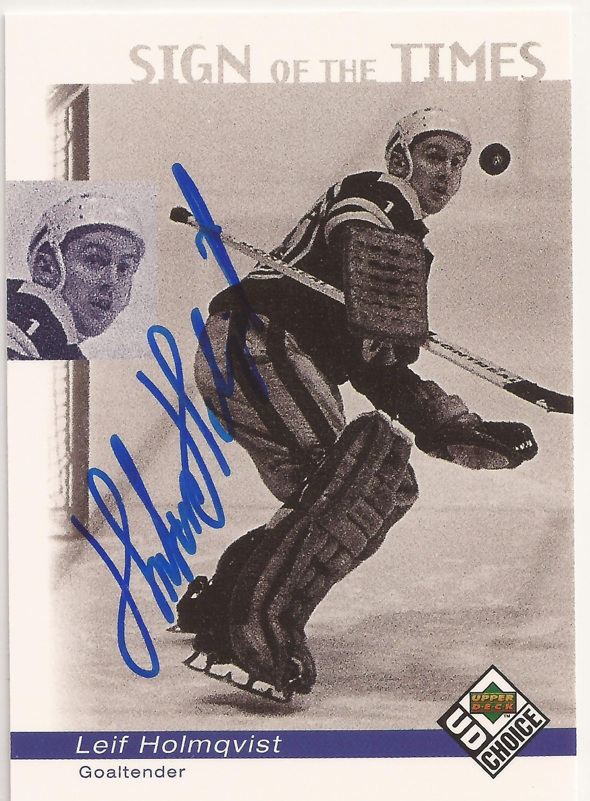 Lief Holmqvist Signed 1998/99 UD Choice Swedish Elite Card | Autographia