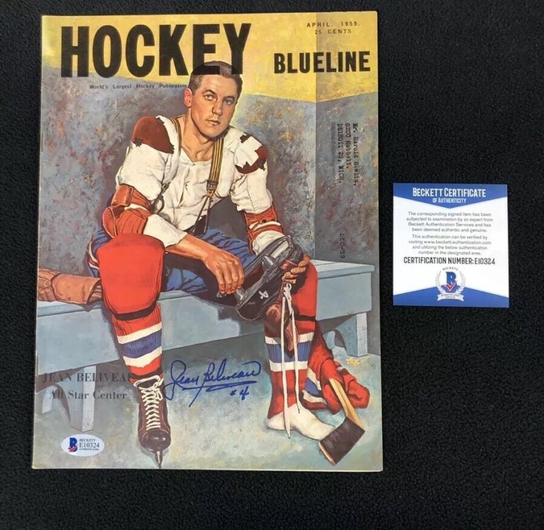 Jean Beliveau Signed Montreal Canadiens Hockey Blueline Magazine ...