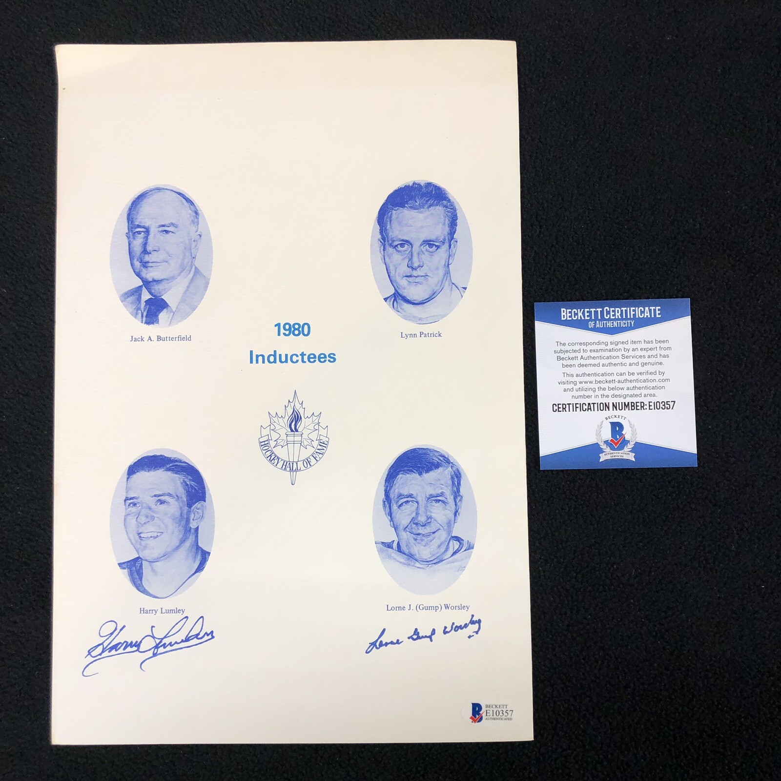 Harry Lumley & Lorne Gump Worsley Signed 1980 Hall Of Fame Program ...