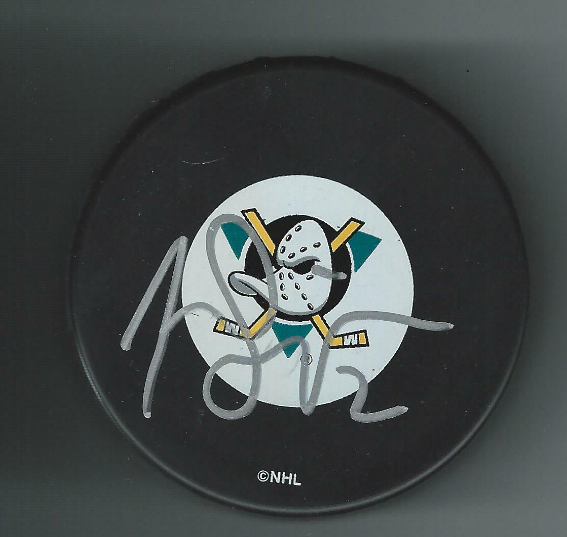 Todd Simpson Signed Anaheim Mighty Ducks Puck | Autographia