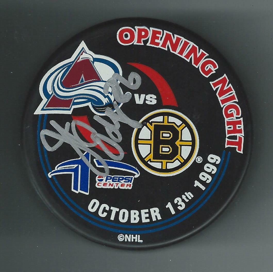 Jeff Odgers Signed Colorado Avalanche 1999 Opening Night Puck | Autographia