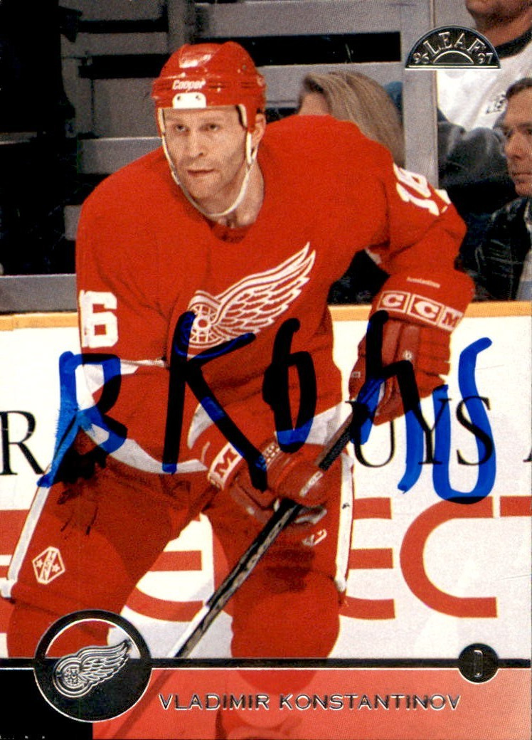 Vladimir Konstantinov Signed 1996/97 Leaf Card #110 JSA COA | Autographia