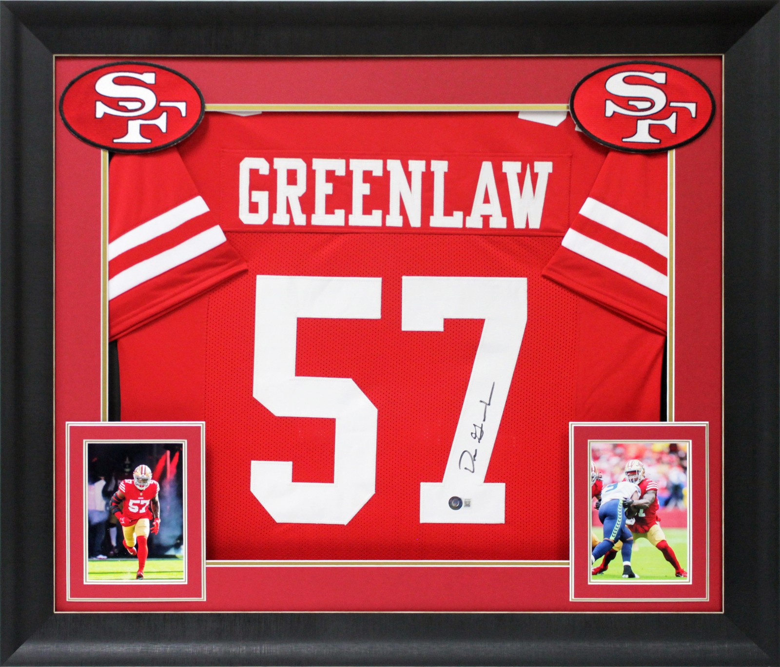 Dre Greenlaw Authentic Signed Red Pro Style Framed Jersey BAS Witnessed ...