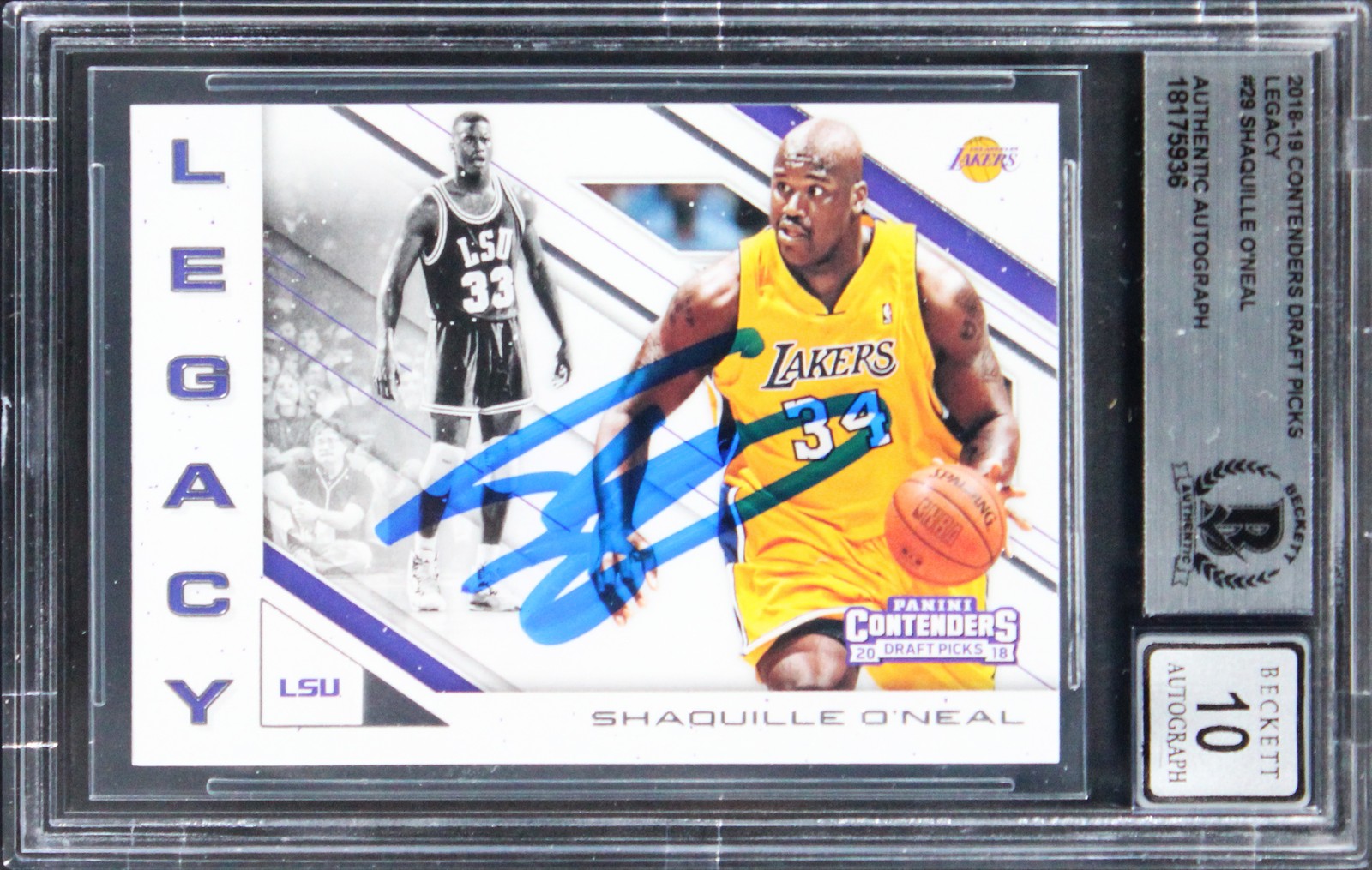 Shaq O'Neal Signed 2018 Contenders Draft Picks Legacy #29 Card Auto 10 ...