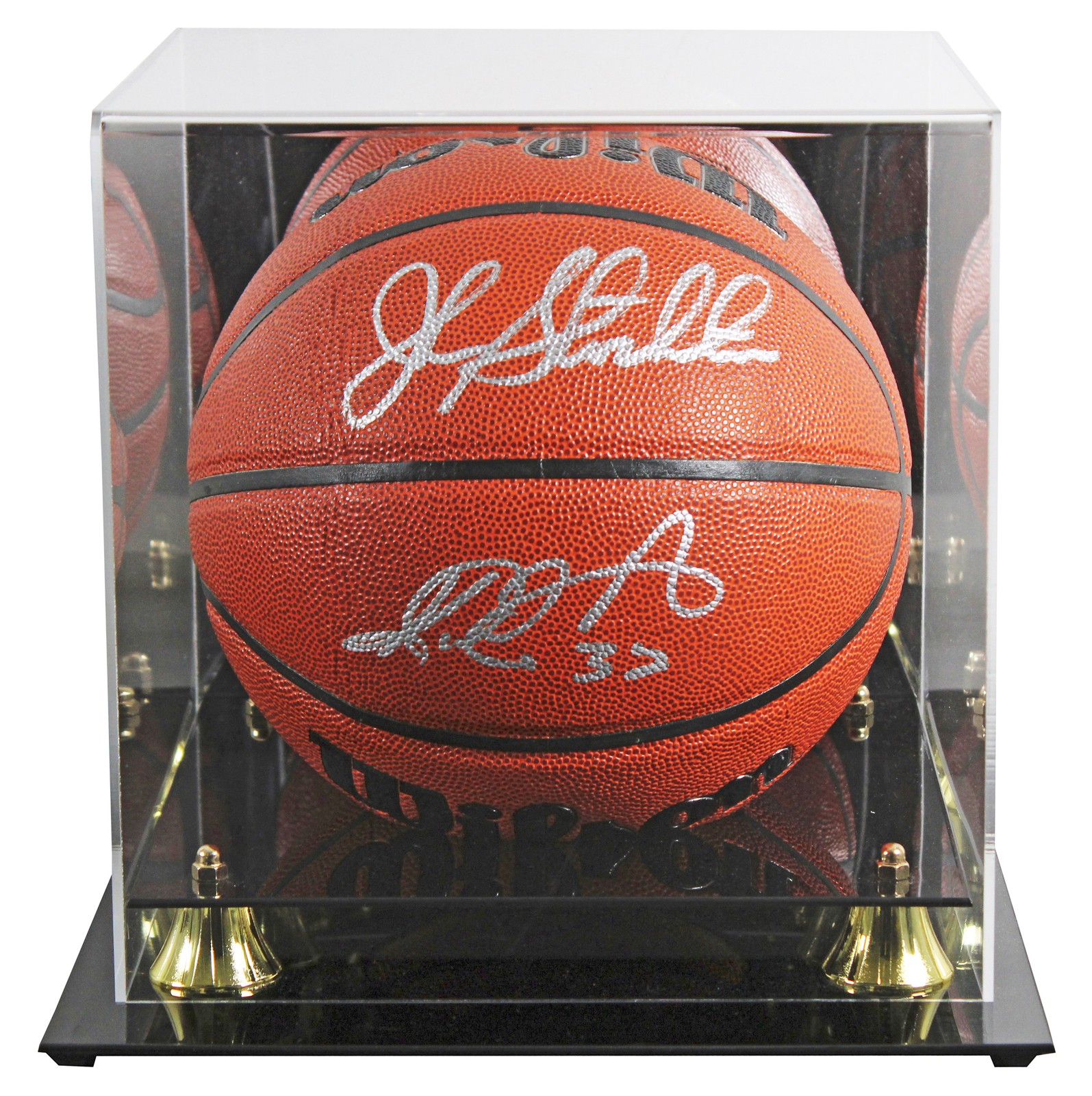 Jazz John Stockton & Karl Malone Signed Wilson Basketball w/ Case BAS ...