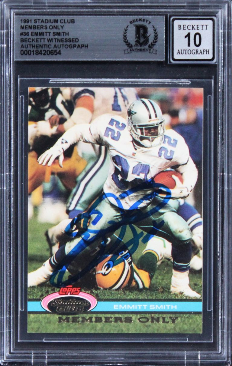 Emmitt Smith Signed 1991 Stadium Club Members Only #36 Card Auto 10 ...