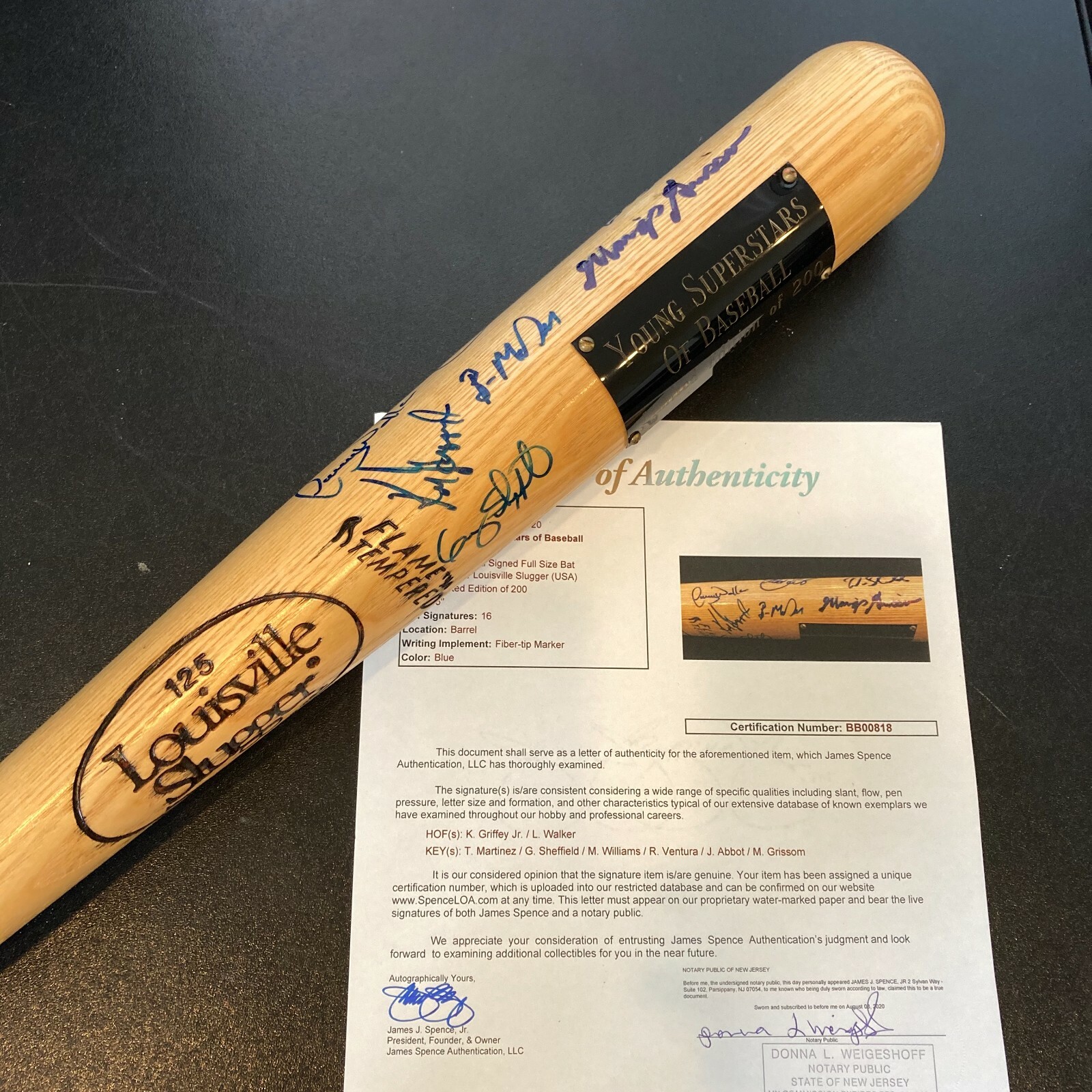 1989 Ken Griffey Jr Larry Walker Young Superstars Signed Bat 15 Sigs ...