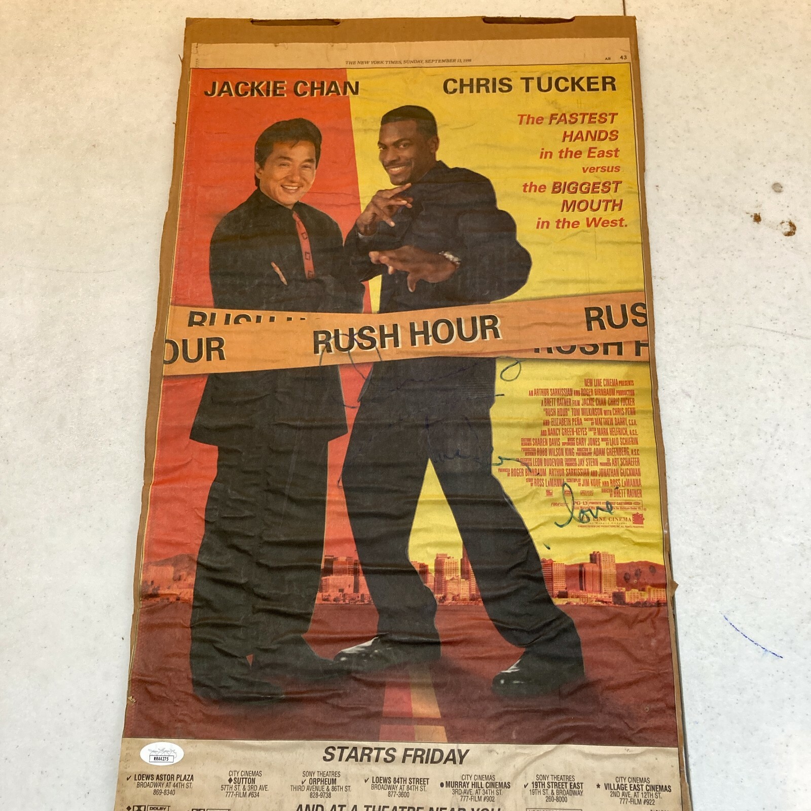 Chris Tucker Signed Large Newspaper Rush Hour Poster JSA COA | Autographia