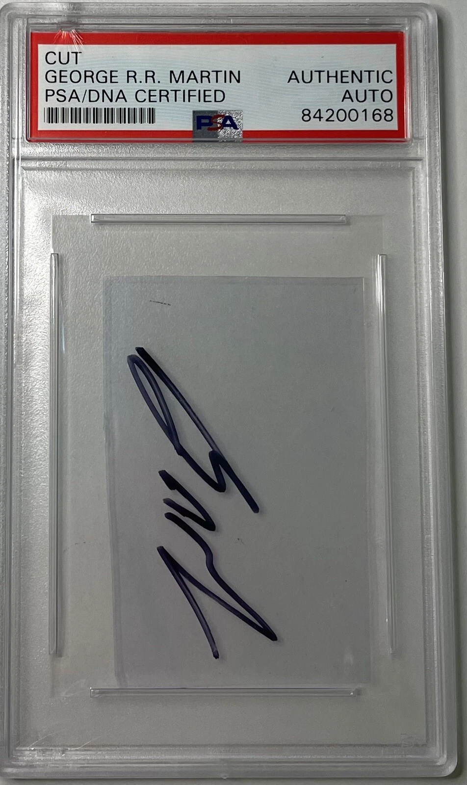GEORGE RR MARTIN SIGNED CLEAR PLASTIC CUT GAME OF THRONES AUTOGRAPH PSA ...