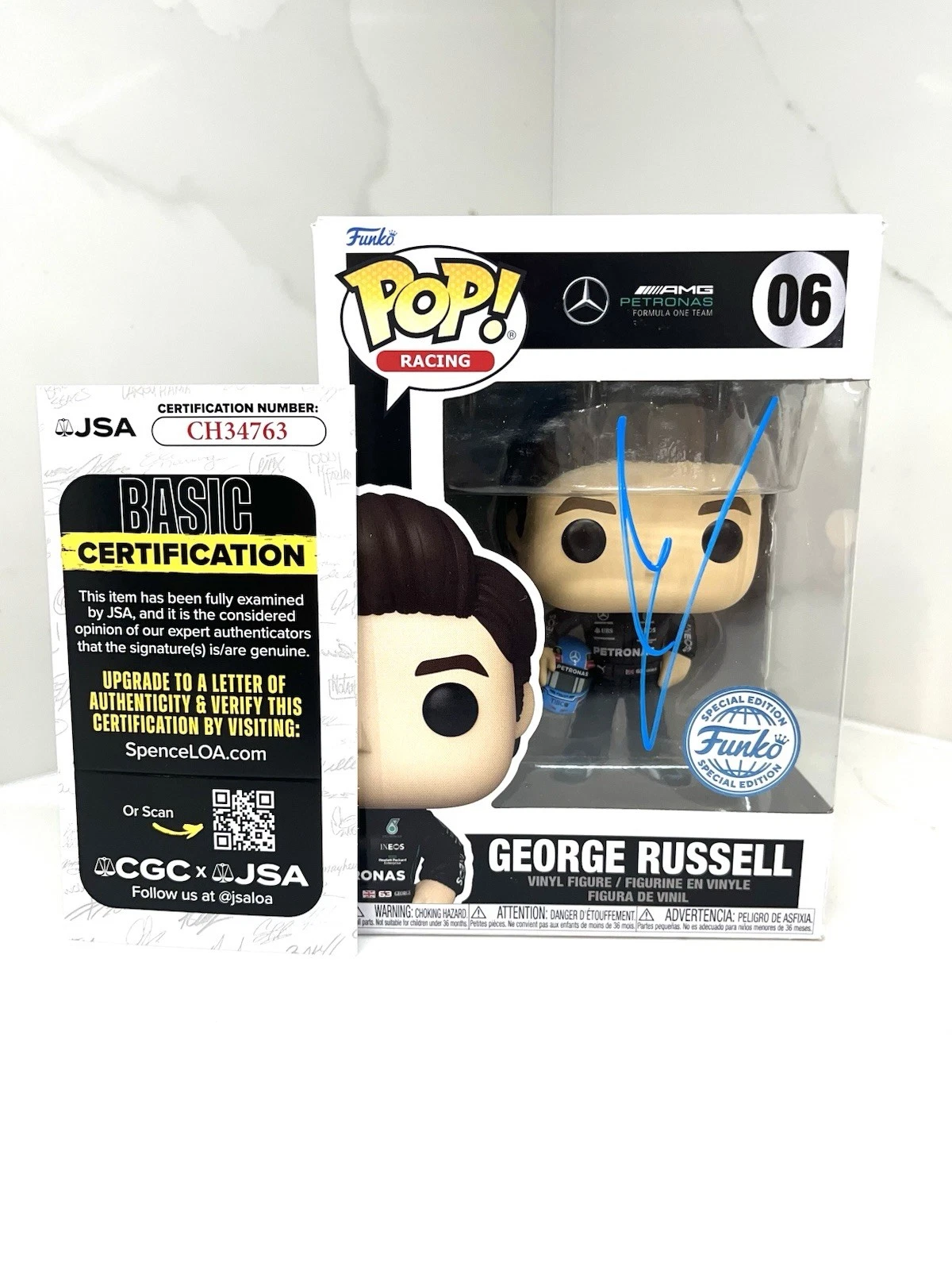 George Russell Hand Signed Mercedes Formula 1 F1 Funko Pop # 06 JSA ...