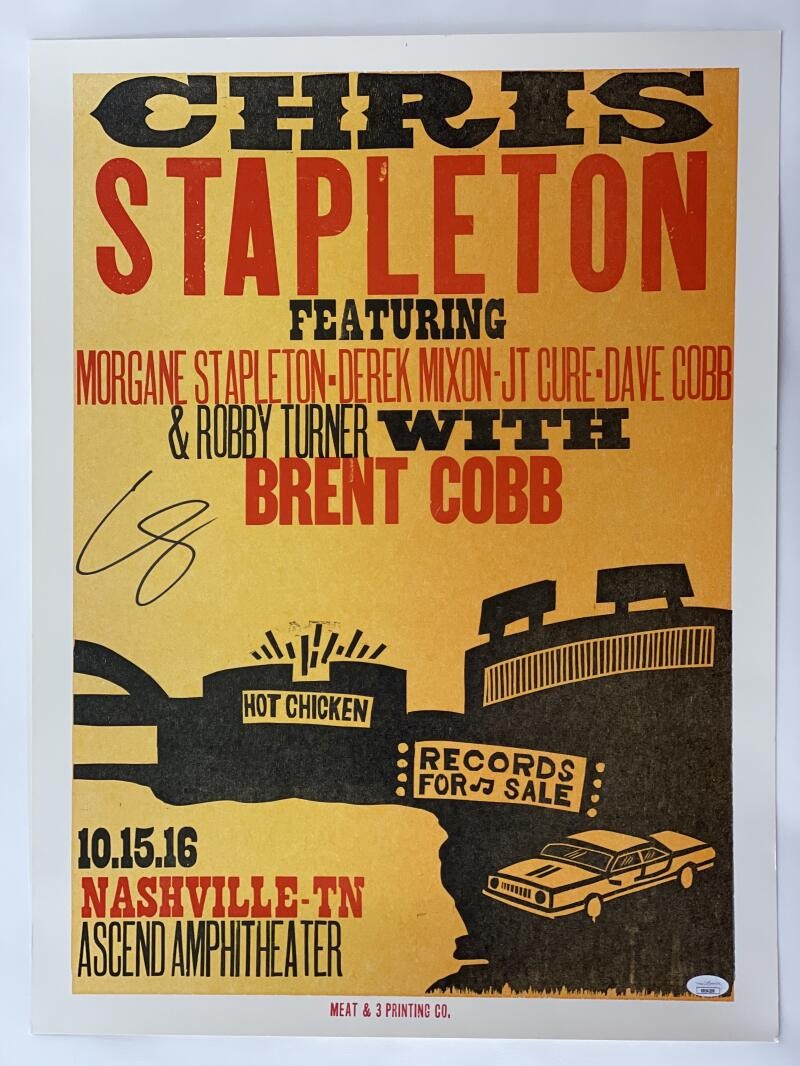 CHRIS STAPLETON SIGNED AUTOGRAPH 18X24 CONCERT TOUR POSTER - NASHVILLE ...