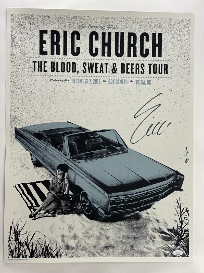 ERIC CHURCH SIGNED AUTOGRAPH 18X24 CONCERT TOUR POSTER - TULSA, OK 12/7 ...