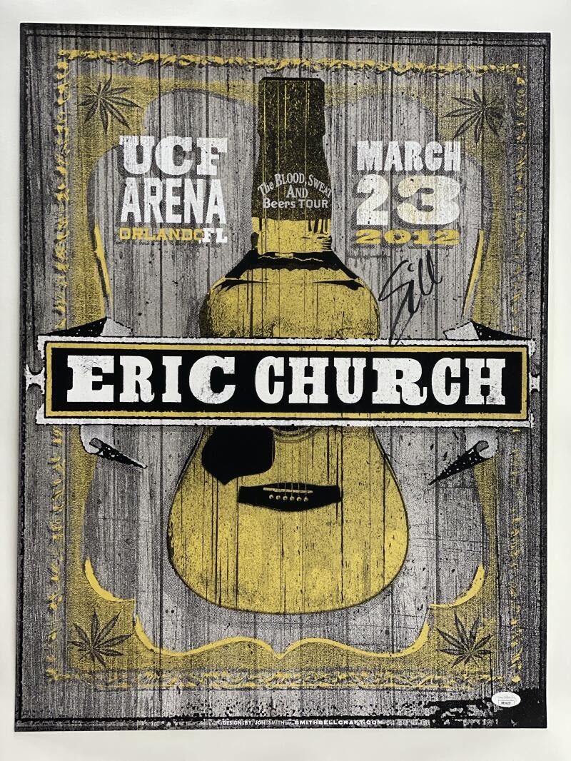 ERIC CHURCH SIGNED AUTOGRAPH 18X24 CONCERT TOUR POSTER - ORLANDO FL 3 ...