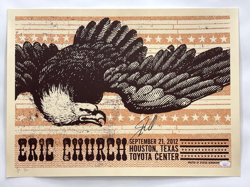 ERIC CHURCH SIGNED AUTOGRAPH 16X22 CONCERT TOUR POSTER - HOUSTON TX 9 ...