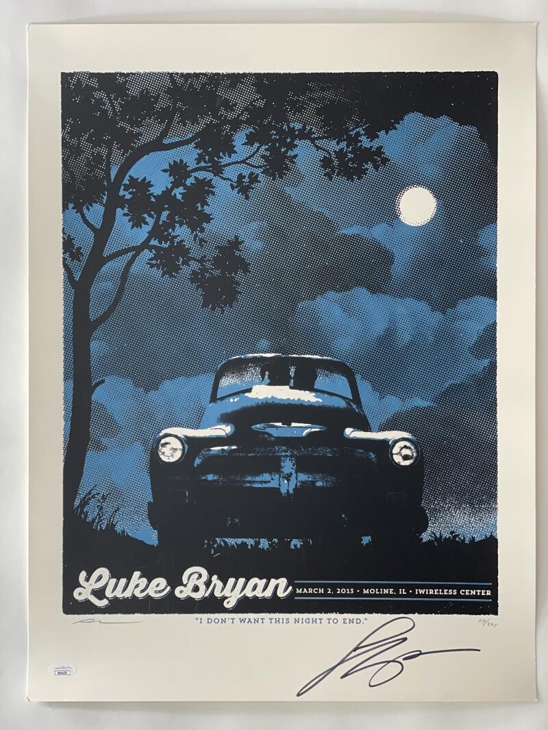 LUKE BRYAN SIGNED AUTOGRAPH 18X24 CONCERT TOUR POSTER - MOLINE IL 3/2 ...