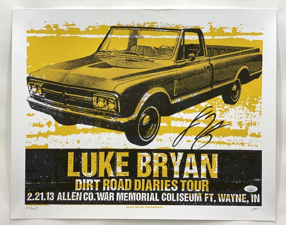 LUKE BRYAN SIGNED AUTOGRAPH 16X20 CONCERT TOUR POSTER - FT WAYNE IN 2 ...