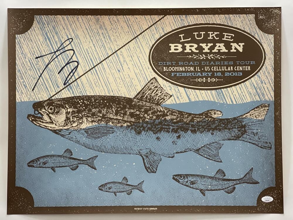 LUKE BRYAN SIGNED AUTOGRAPH 18X24 CONCERT TOUR POSTER BLOOMINGTON IL 2 ...