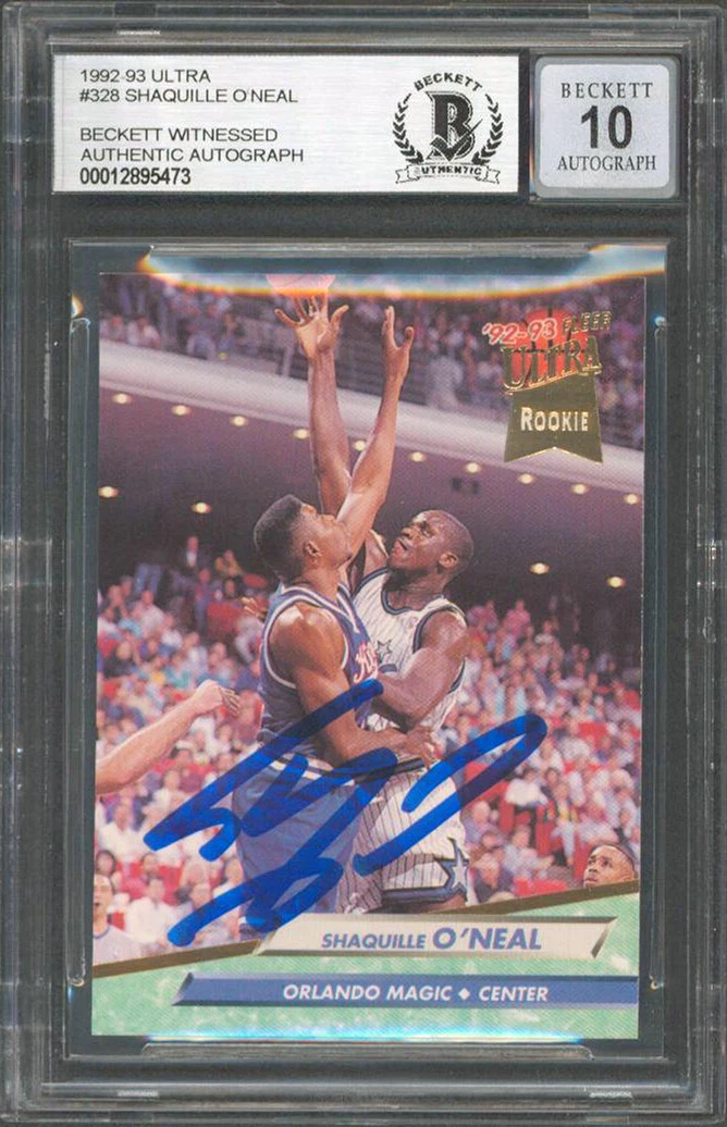 Magic Shaquille O'Neal Signed 1992 Ultra #328 Rookie Card Auto Grade 10 ...