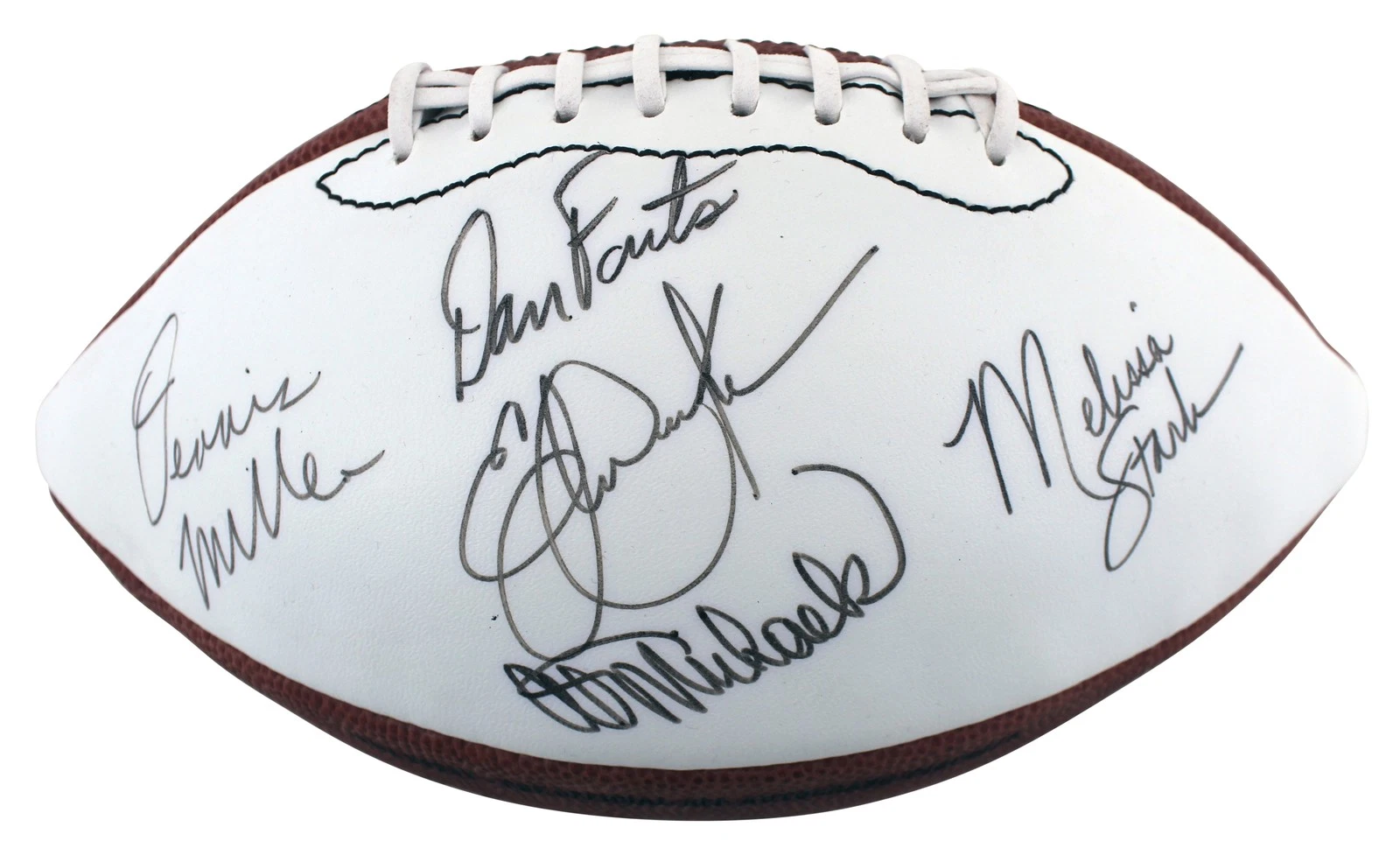 MNF (5) Michaels, Miller, Stark +2 Signed White Panel Nfl Football BAS ...