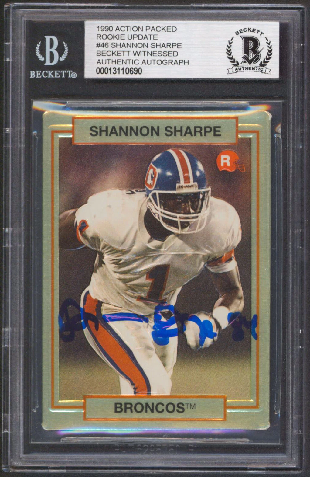 Broncos Shannon Sharpe Signed 1990 Action Packed Rookie Update #46 Card ...