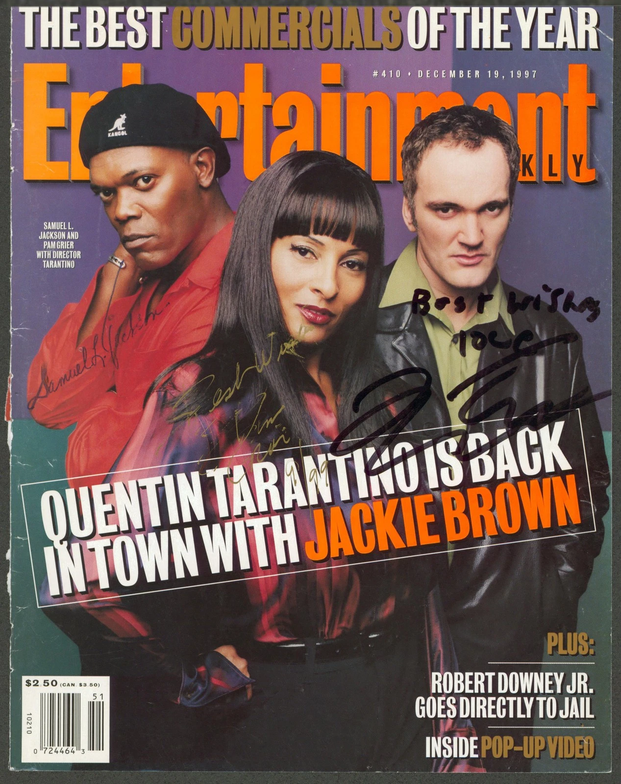 Quentin Tarantino & Pam Grier Jackie Brown Signed Magazine Cover JSA # ...